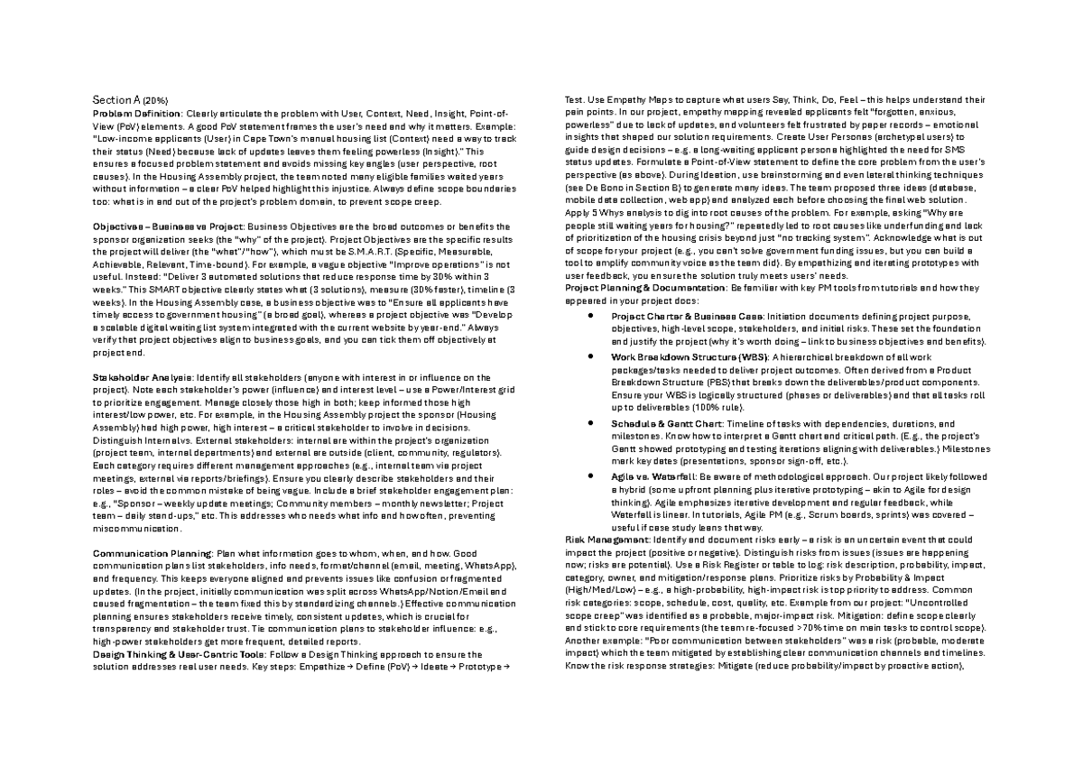 PM 101: Cheat Sheet for Exam on Project Management Concepts and ...