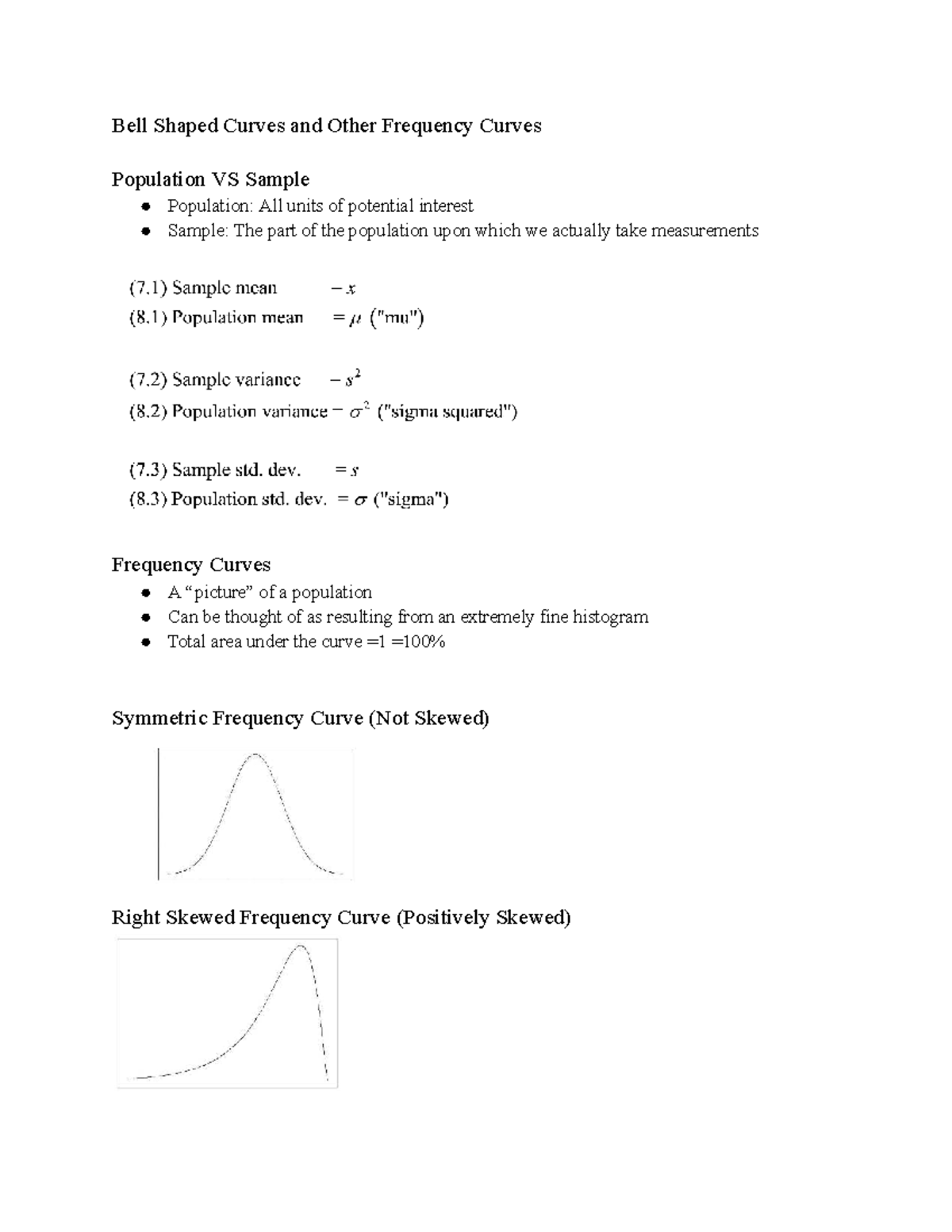 Statistical Concepts: Frequency Curves, Z-Scores & Percentiles (STAT ...