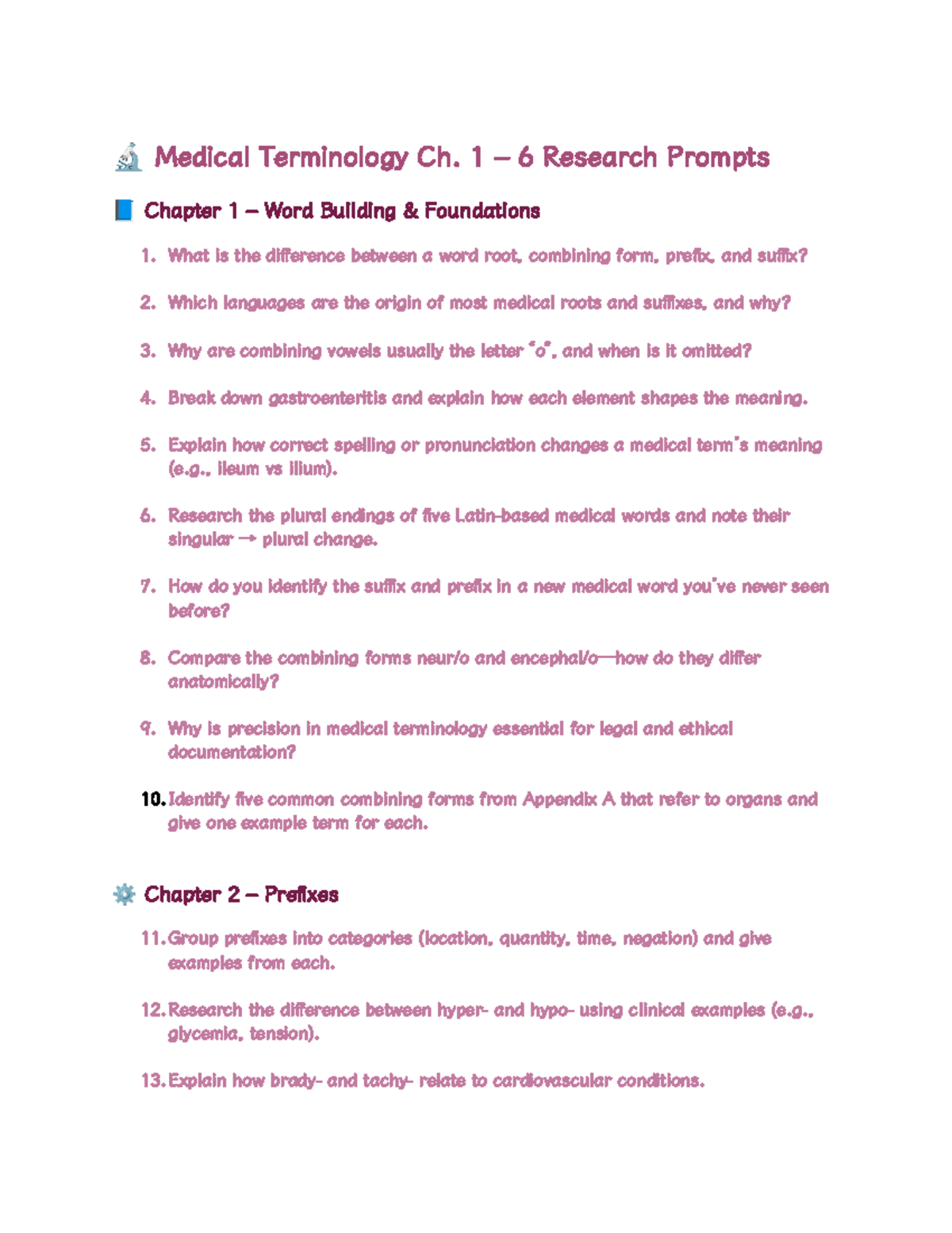 Medical Terminology Exam 1: Foundations from Chapters 1-6 - Studocu