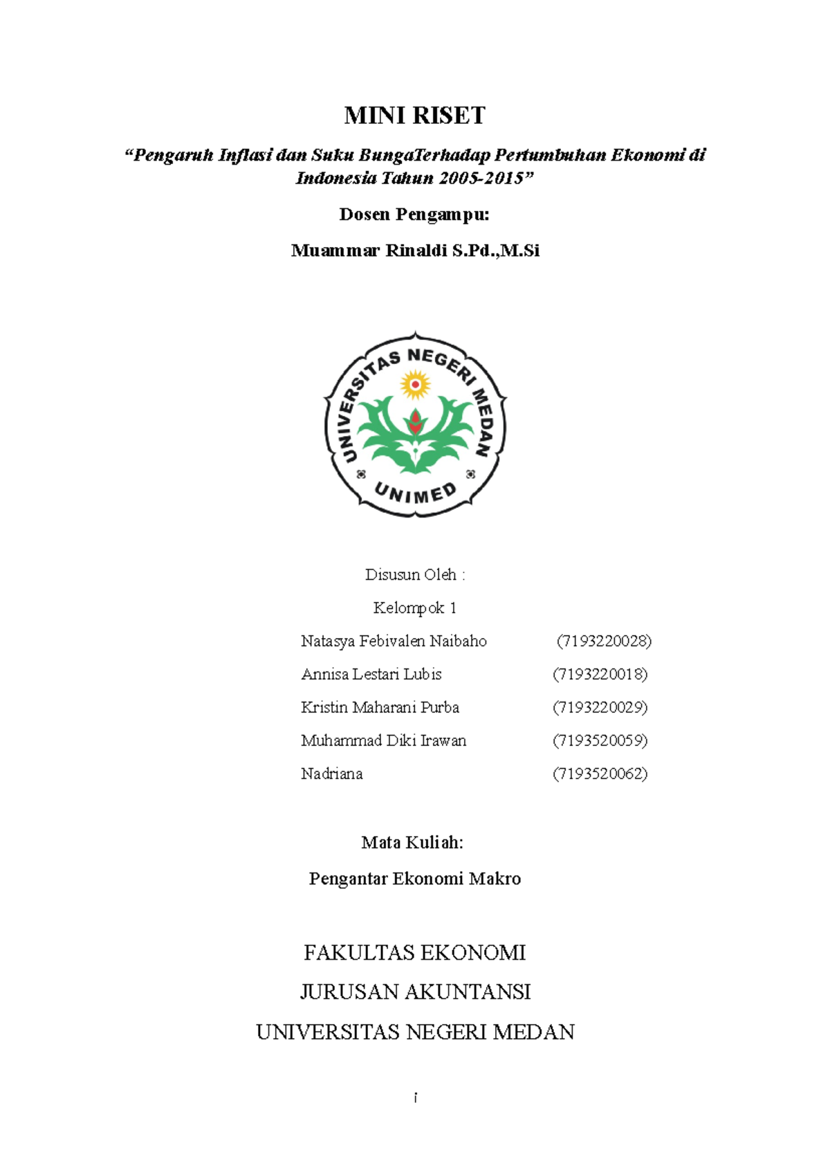 Mini Riset: Pengaruh Inflasi dan Suku Bunga terhadap Perekonomian (EMK ...
