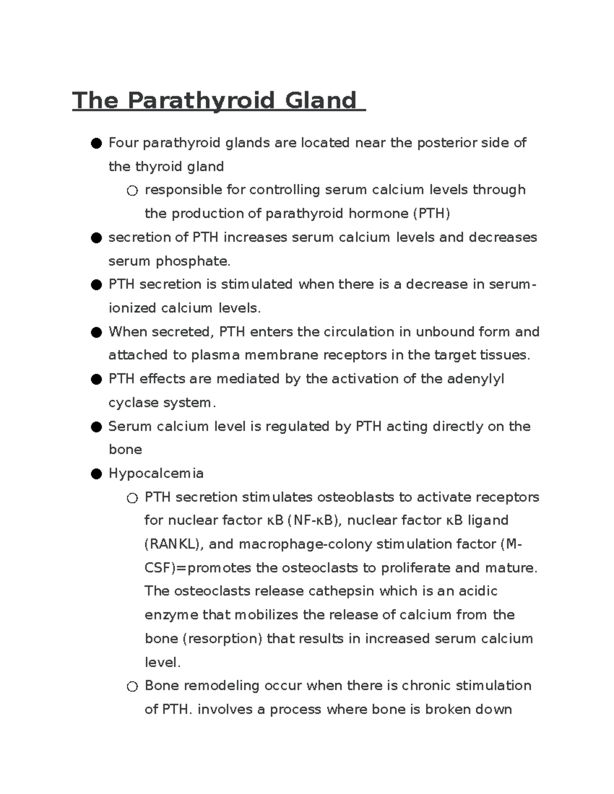 Parathyroid Gland - Lecture notes 5-8 - The Parathyroid Gland Four ...