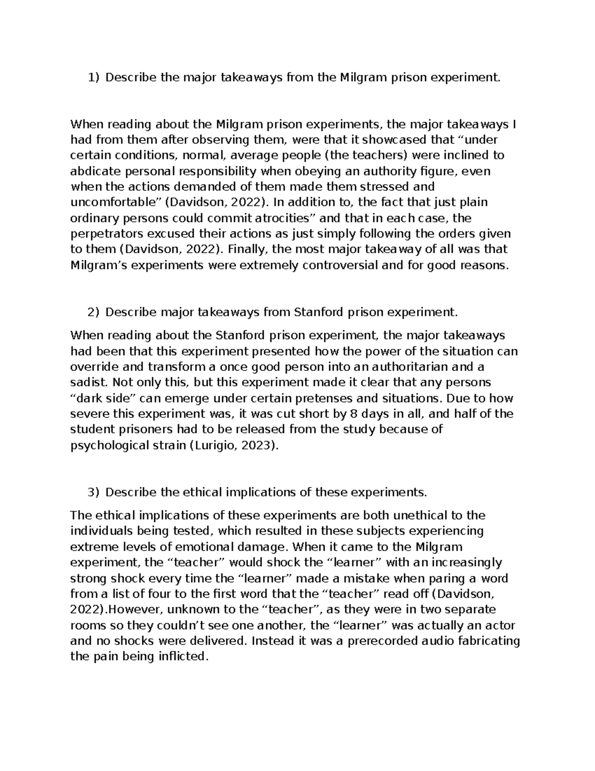 Module 5 Activity: Insights from Milgram & Stanford Prison Experiments ...