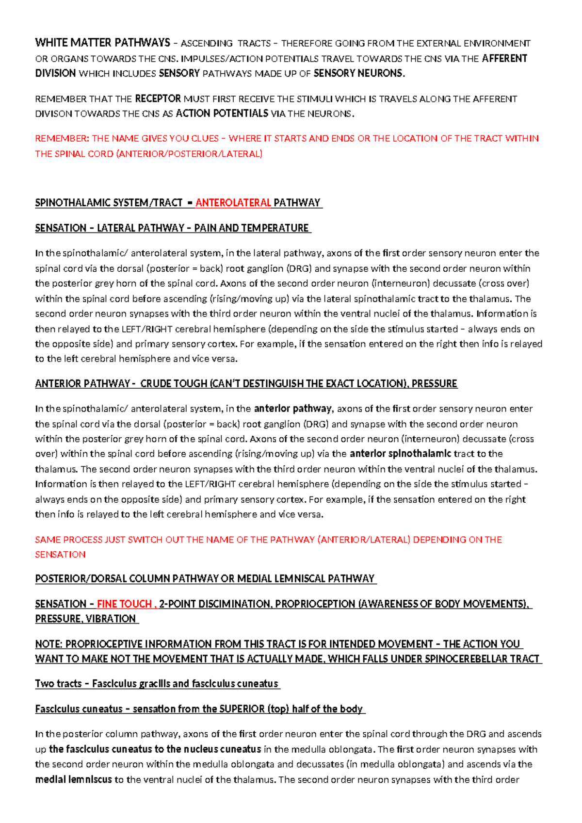 Understanding White Matter Pathways: Spinothalamic & Dorsal Column ...