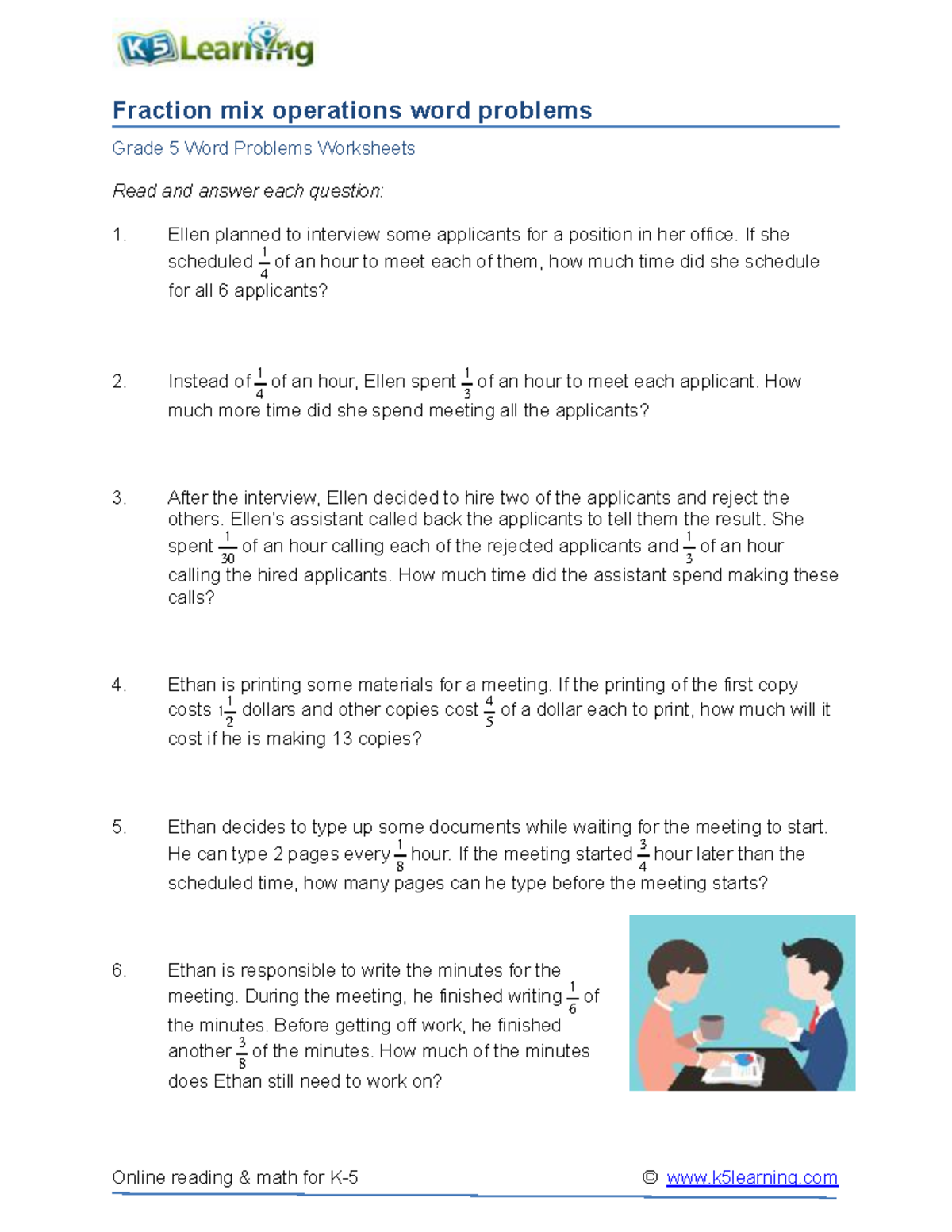 Fractions mixed operations - Ellen planned to interview some applicants ...