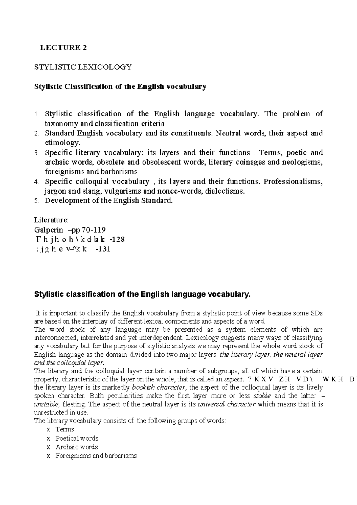 LECTURE 2: STYLISTIC LEXICOLOGY - Classification of English Vocabulary - Studocu