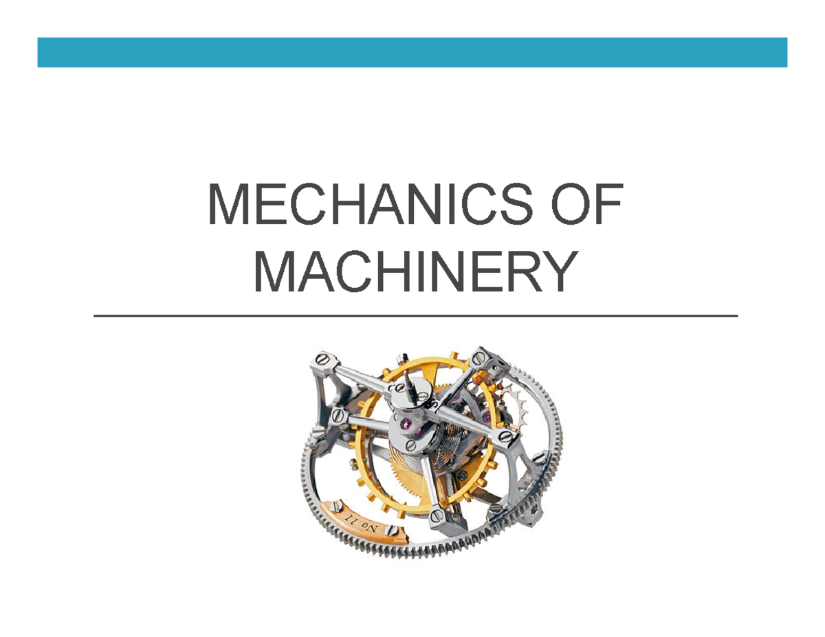 Module 1b - Mechanism machines notes - MECHANICS OF MACHINERY Dynamics ...
