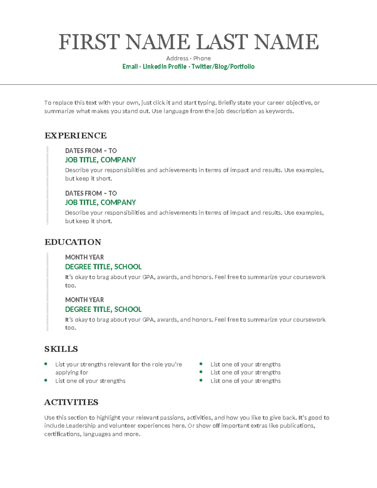 Resume Template for HM-102 Course: Crafting Your Professional Profile ...