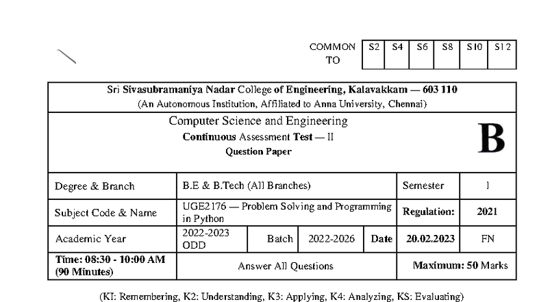 CAT 2(B) 2023 - Problem Solving & Programming in Python Exam Prep - Studocu