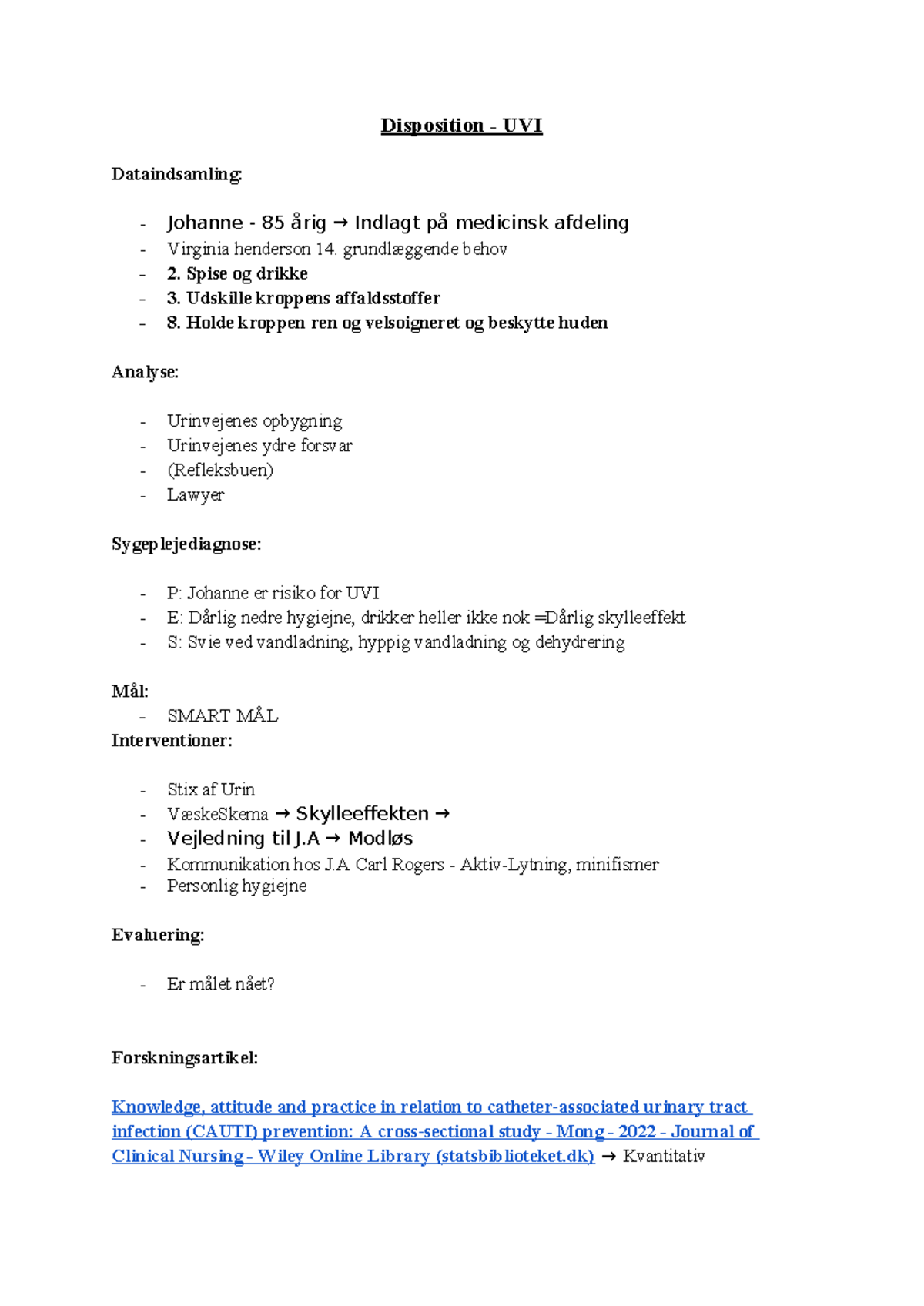 Disposition for UVI Exam - Analysis and Nursing Interventions - Studocu