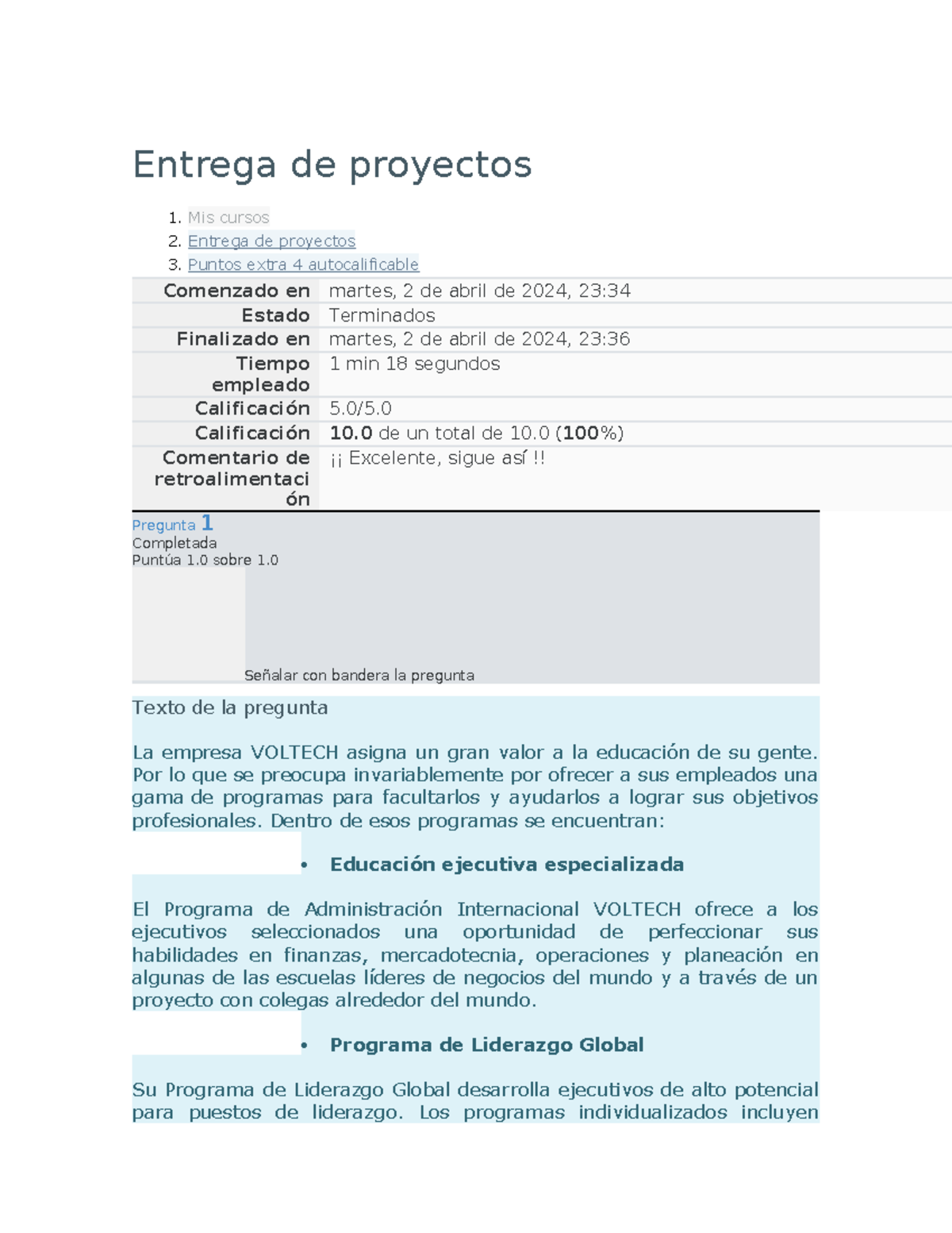 Entrega de Proyectos Autocalificable 4 - Resultados y Retroalimentación - Studocu