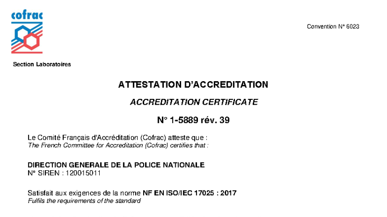 Attestation d'Accréditation NF EN 17025 - Convention 6023 - Studocu