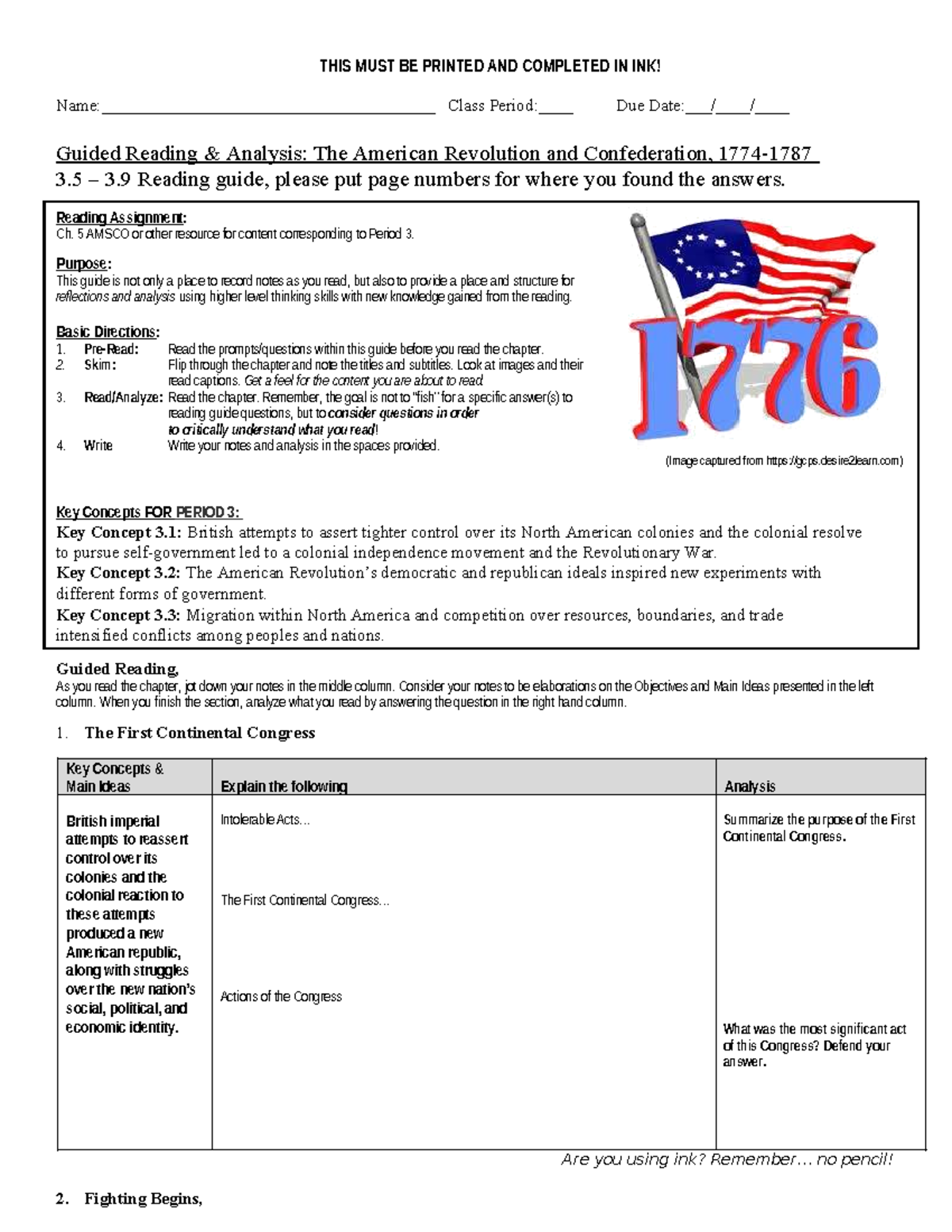 Guided Reading Analysis: The American Revolution (Period 3.5-3.9) - Studocu