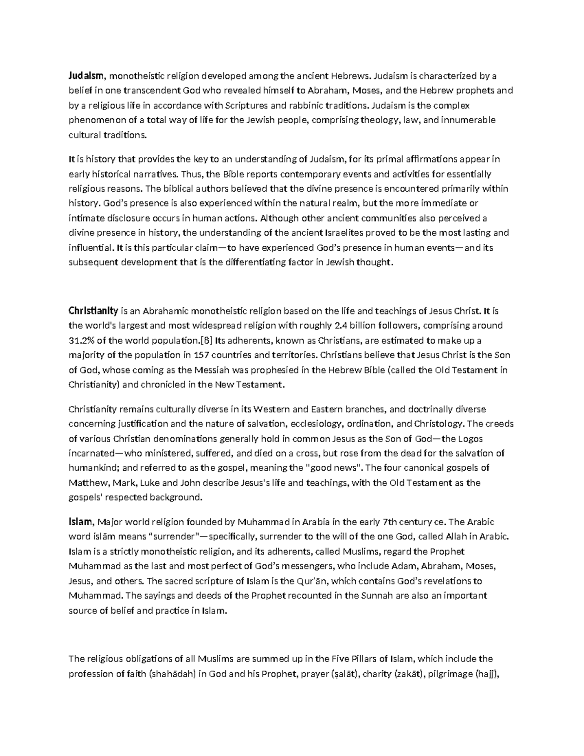 Judaism monotheism - Judaism, monotheistic religion developed among the ...