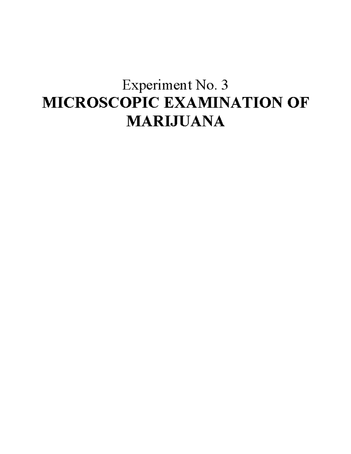Experiment No. 3: Microscopic Examination of Marijuana Leaves - Studocu