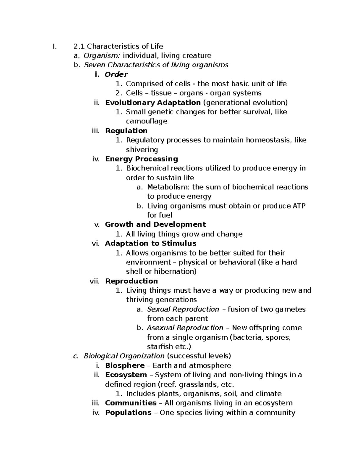 Module 2 Notes: Characteristics of Life & Linnaean Classification - Studocu