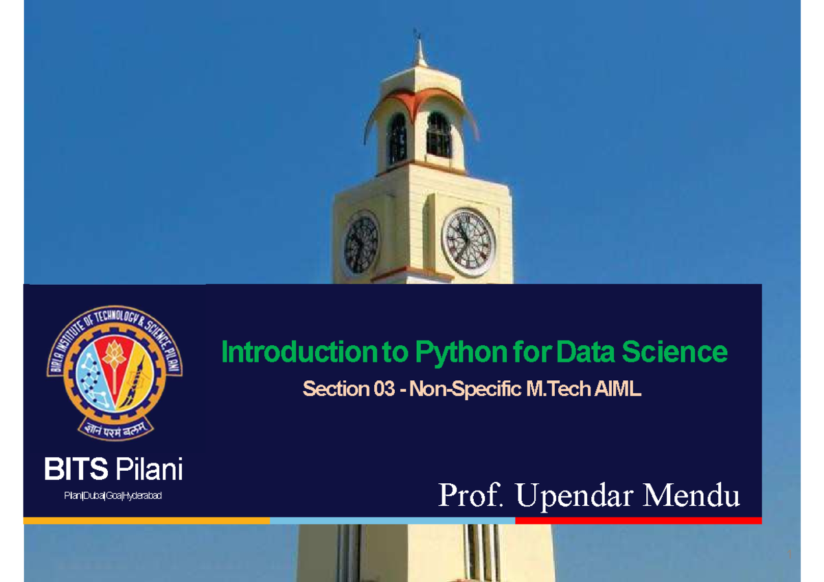 Introduction to Python for Data Science - Session 2 (M.Tech AIML) - Studocu