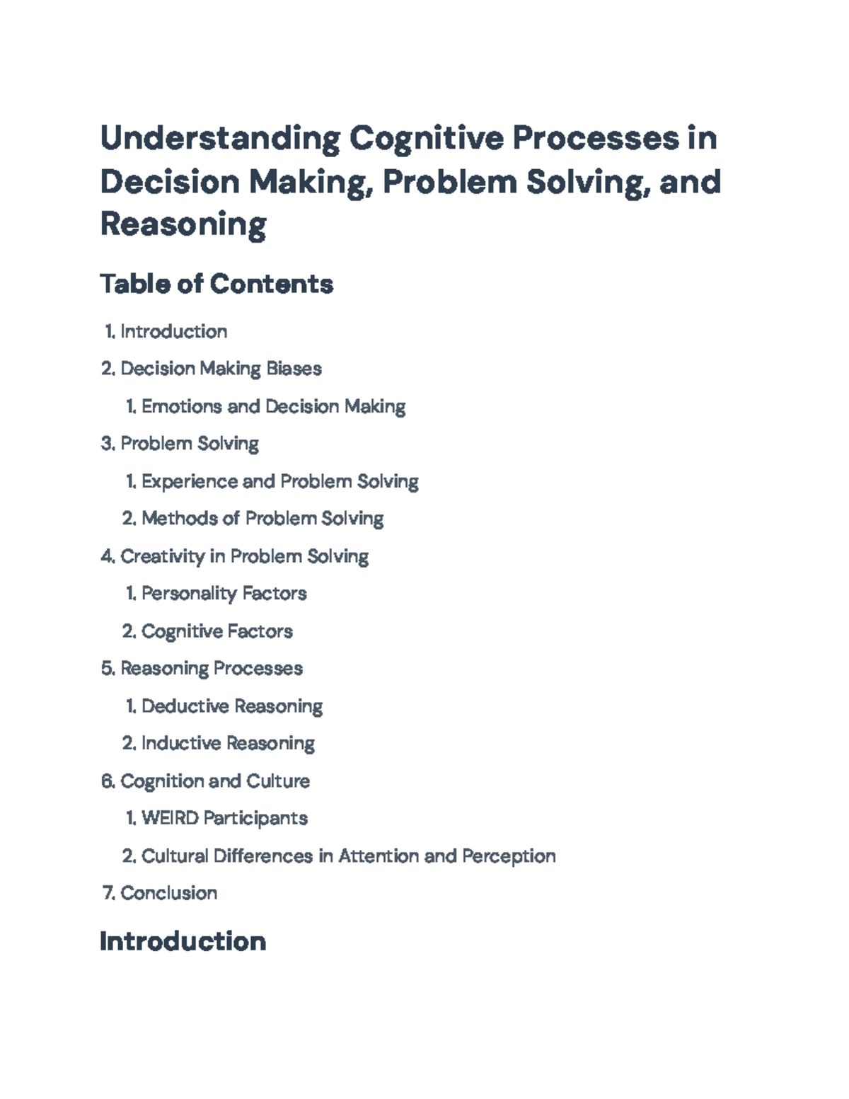 Cognitive Processes in Decision Making & Problem Solving: A Study Guide ...