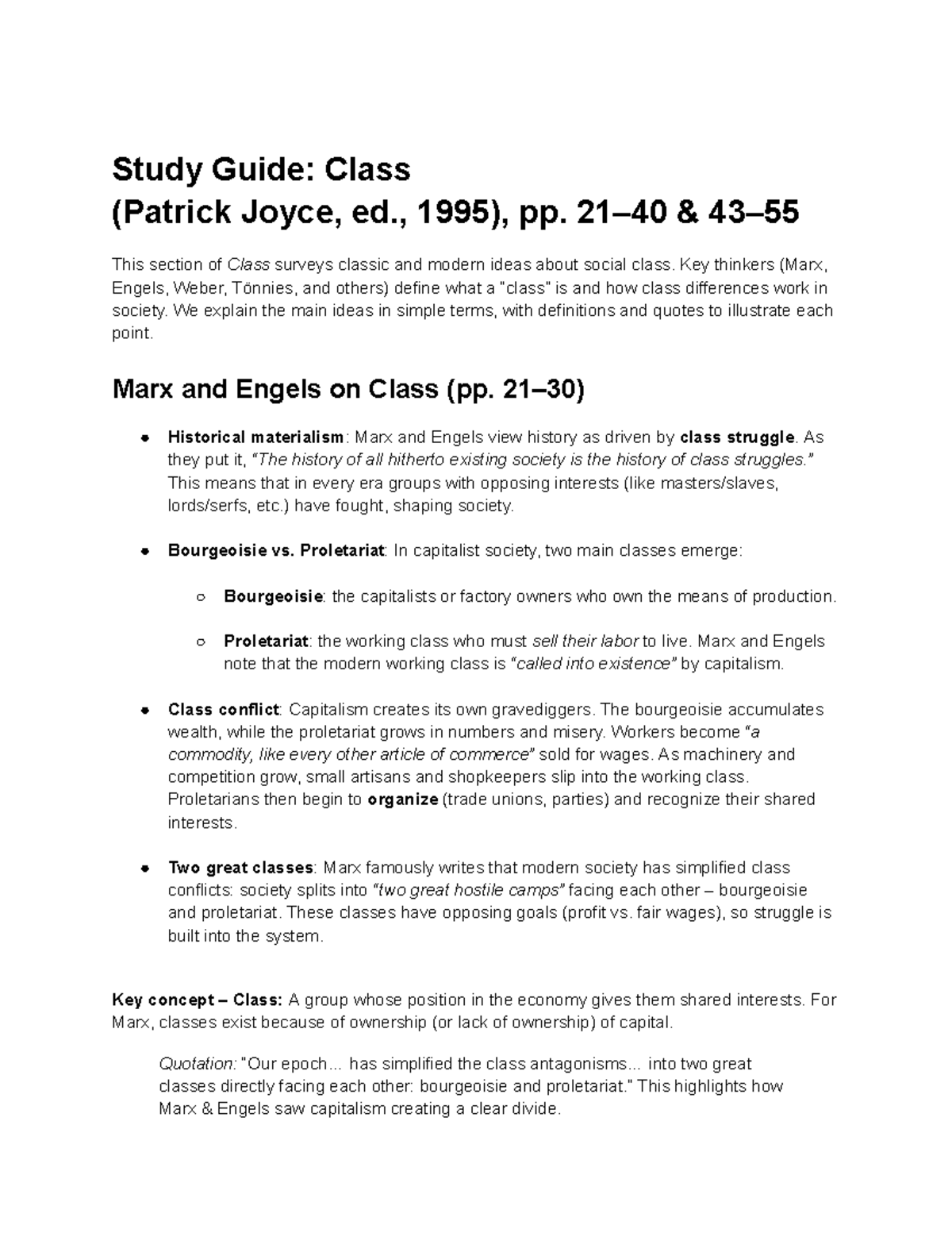 Class Analysis: Key Thinkers and Concepts in Social Stratification (SOC ...