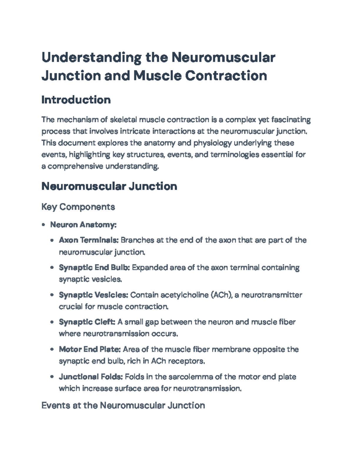 Understanding the Neuromuscular Junction and Muscle Contraction ...