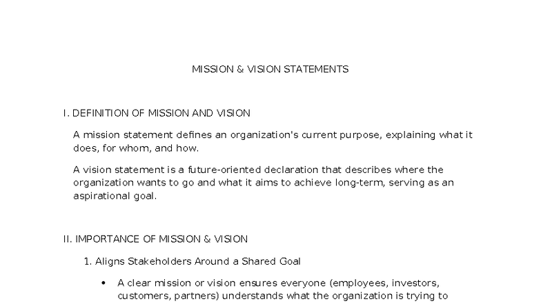 Strama - Strategic Management: Crafting Mission & Vision Statements ...