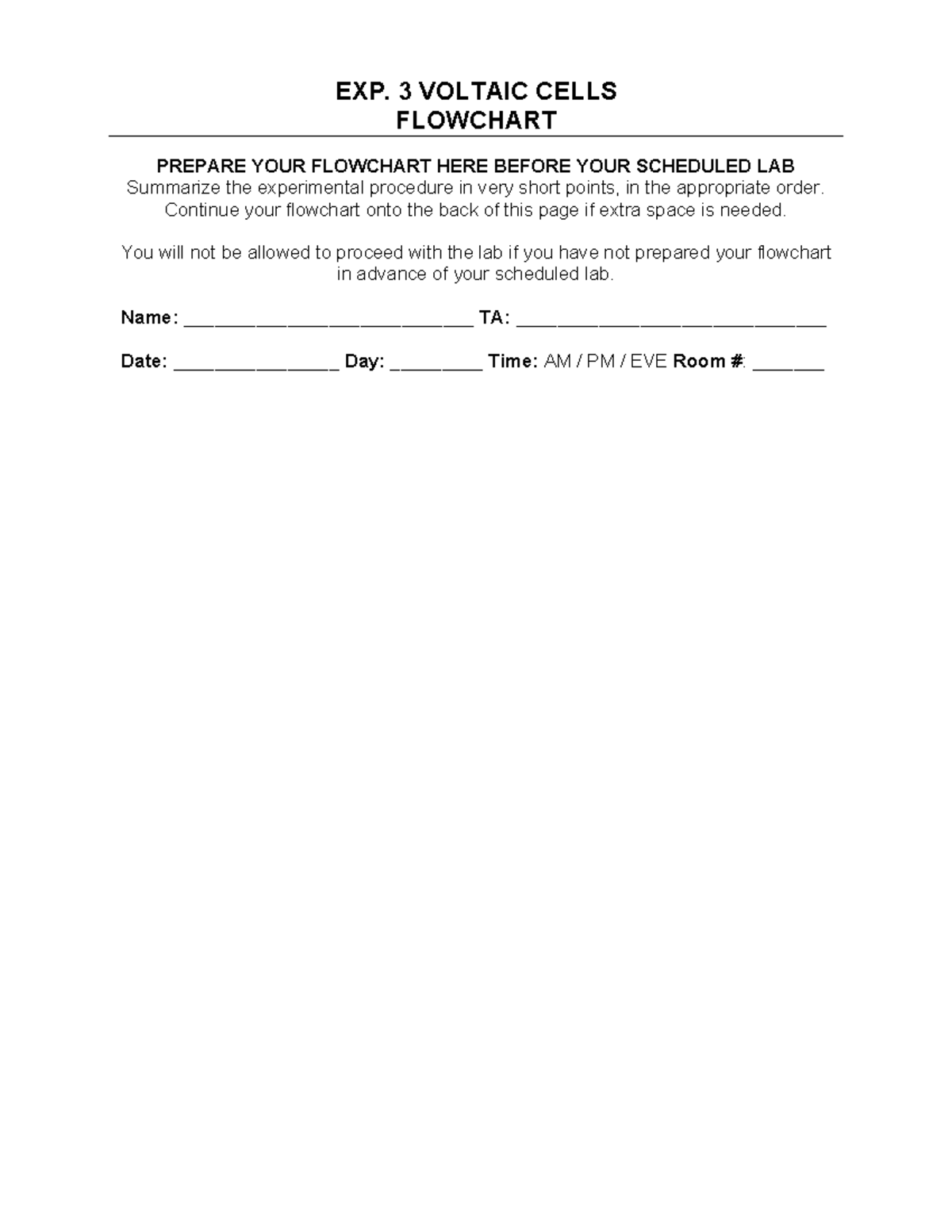 Voltaic Cells Data Sheets and Worksheets - FLOWCHART PREPARE YOUR ...