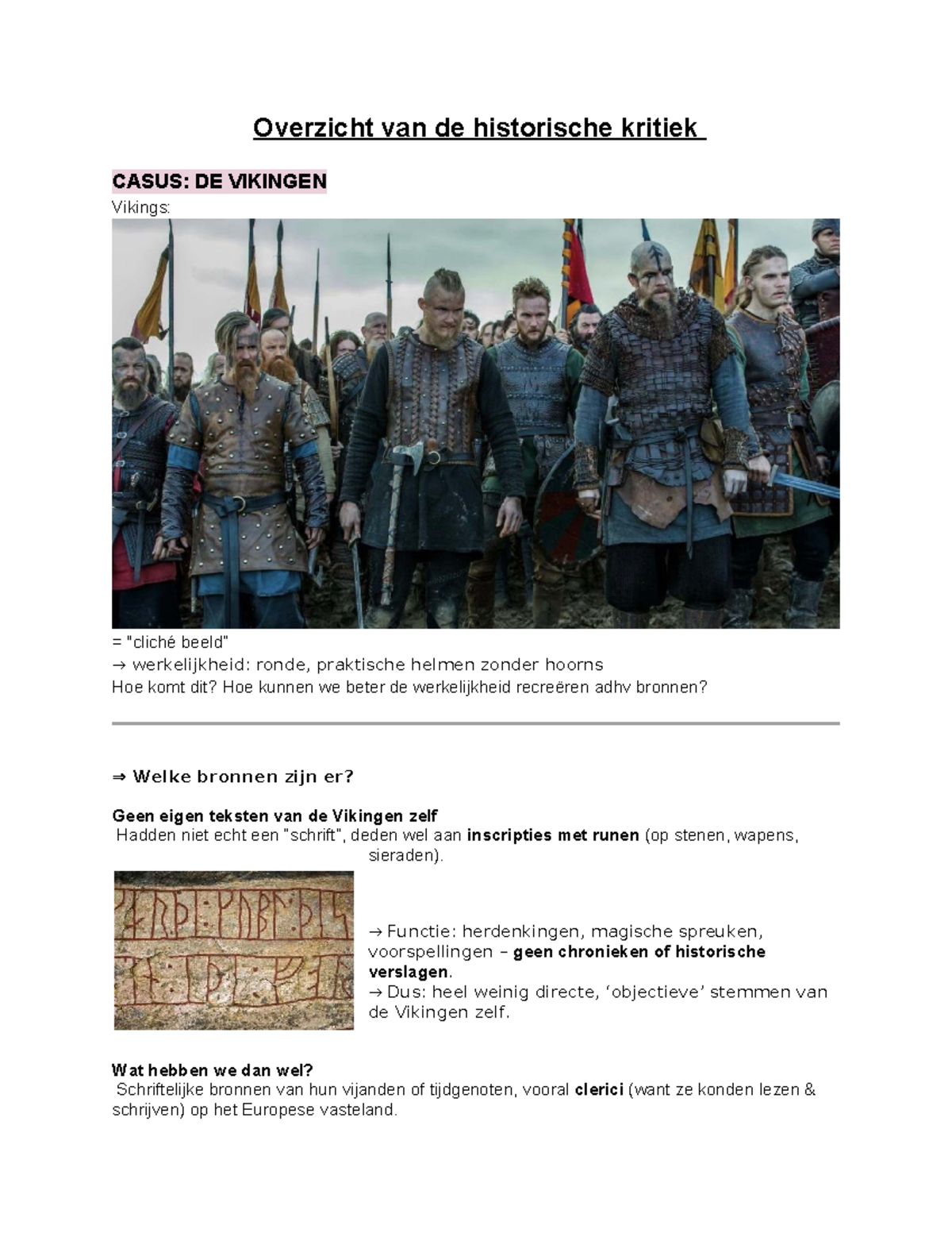 Overzicht van de Historische Kritiek: Les 1 CASUS DE VIKINGEN - Studocu
