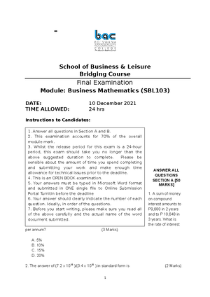 Business Maths revision phase test-1 - Business Mathematics Revision ...