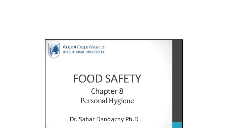 Food Safety Guidelines: Chapter 8 - Personal Hygiene Practices - FOOD ...