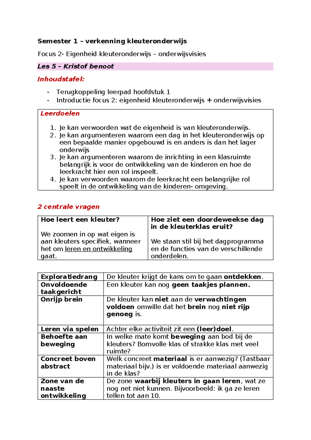 Focus 2 - Eigenheid en Onderwijsvisies in het Kleuteronderwijs - Studocu