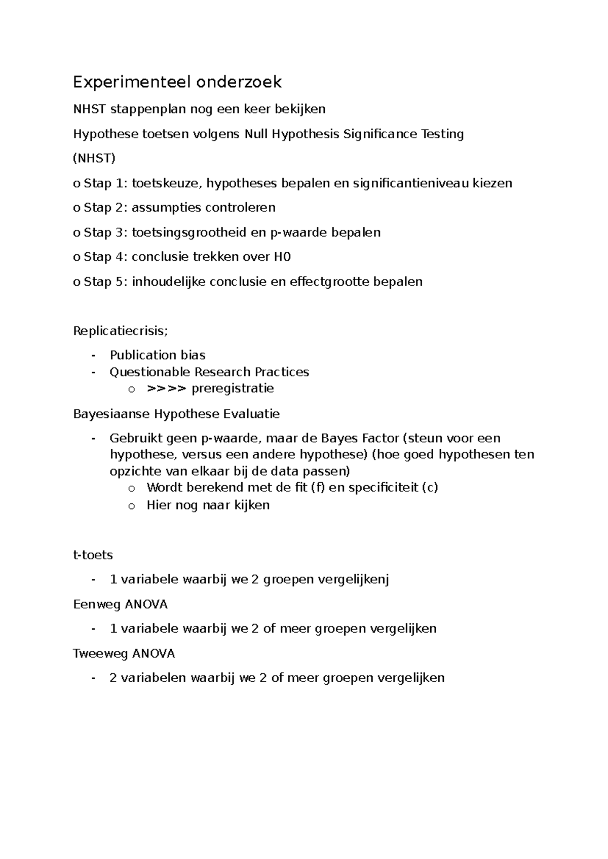 NHST Stappenplan voor Experimenteel Onderzoek en Hypothese Toetsen ...