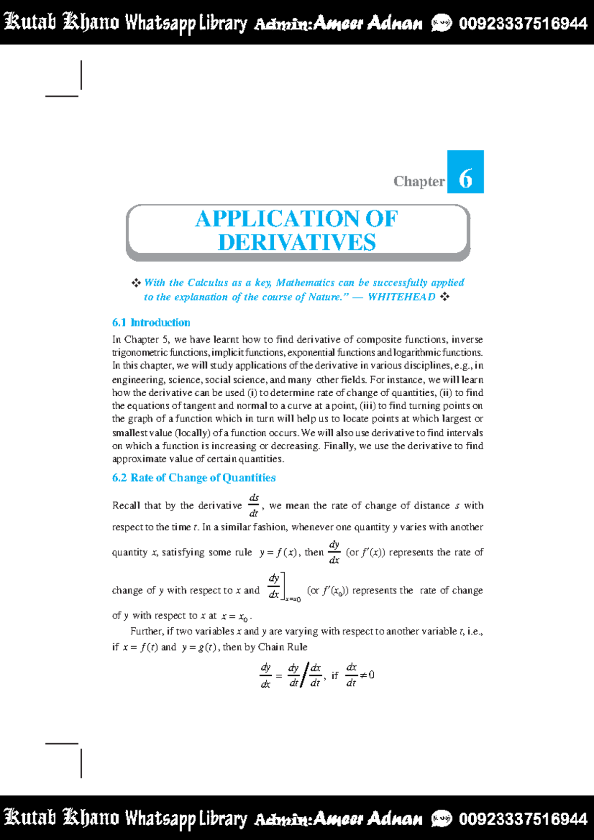 Math 1st Year Chapter No.6 APPLICATION OF DERIVATIVES - 194 MATHEMATICS ...