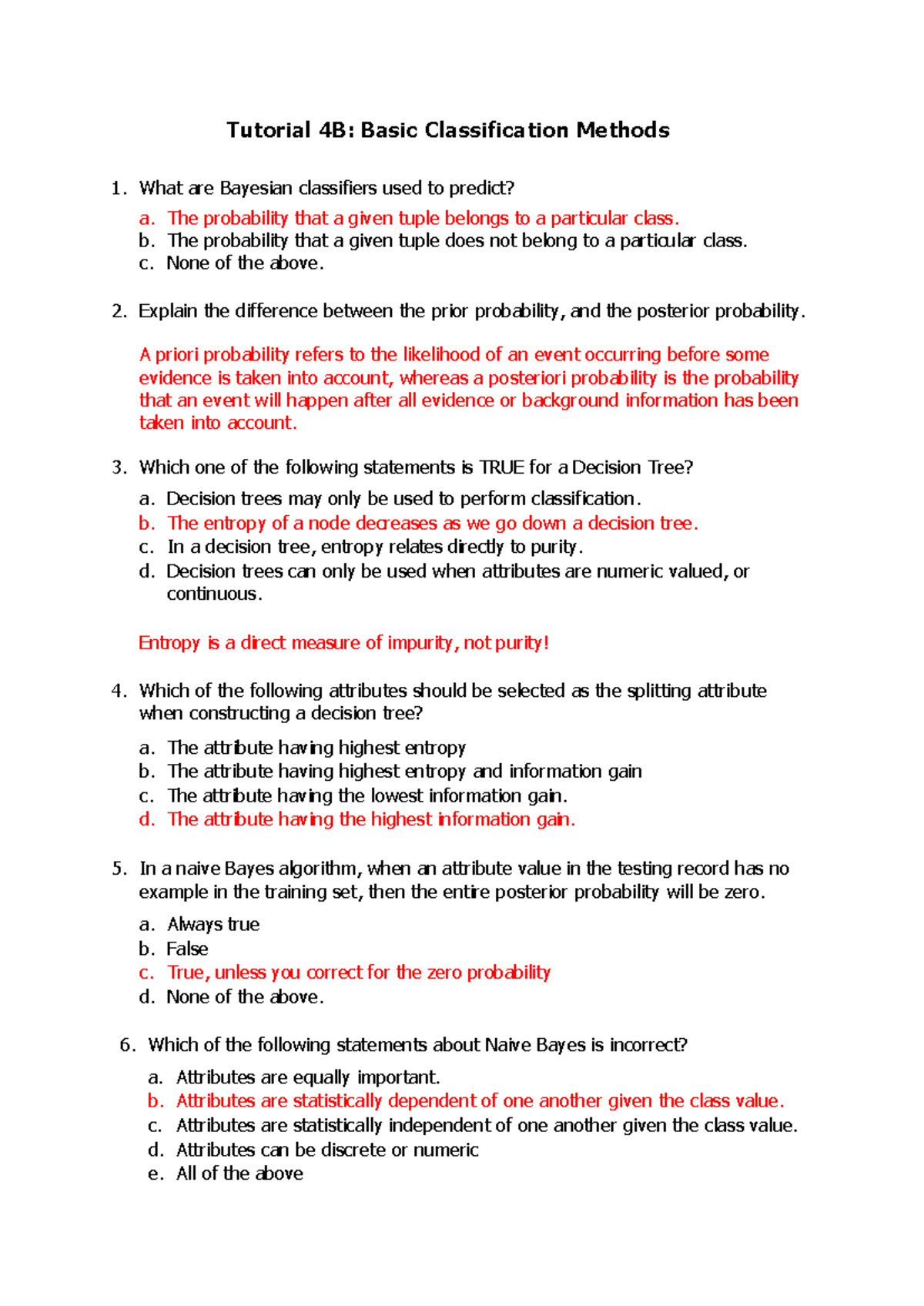 Tutorial 4B: Solutions on Classification Methods and Decision Trees ...