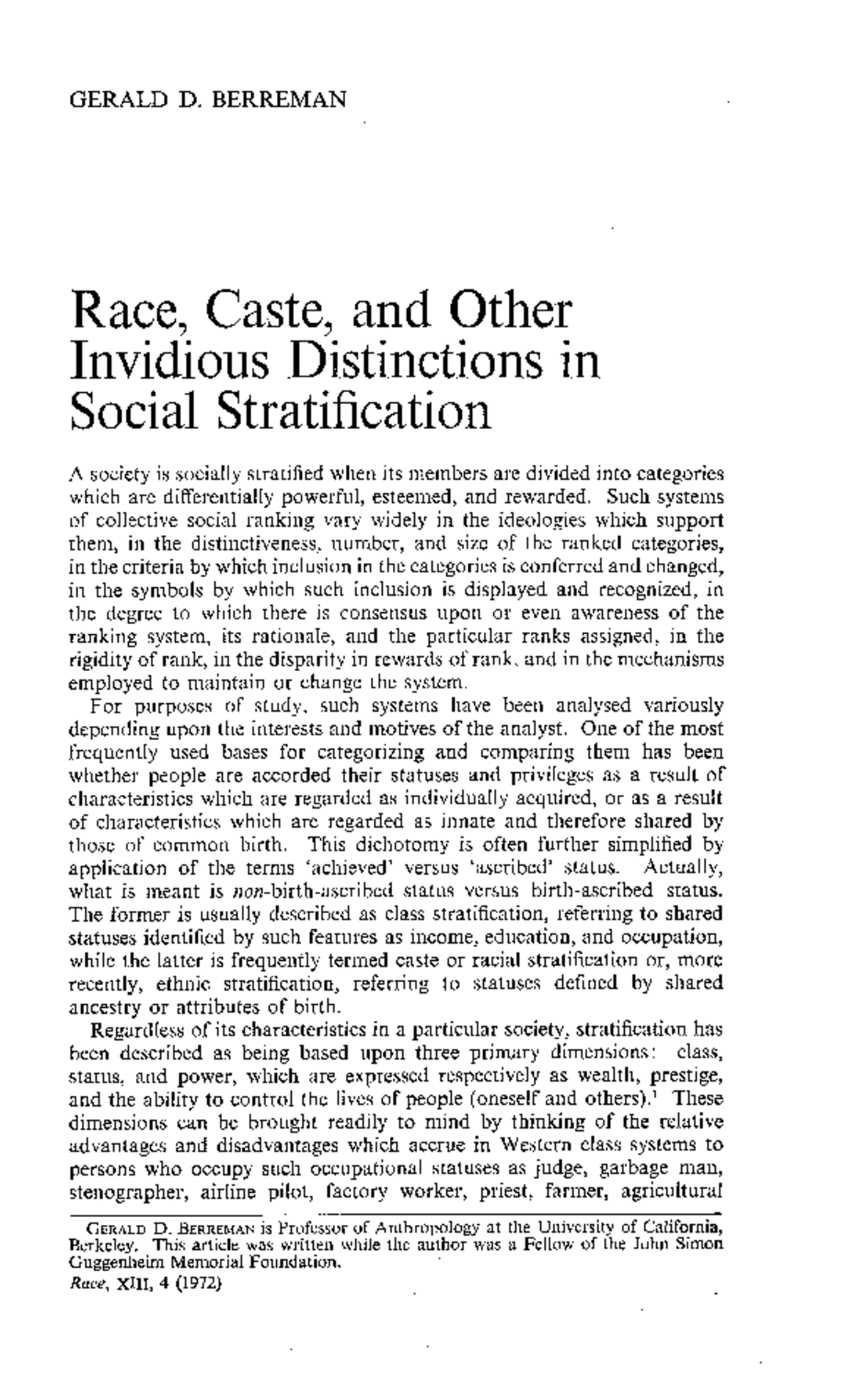 Race, Caste, and Social Stratification: An Analysis (831647694) - Studocu