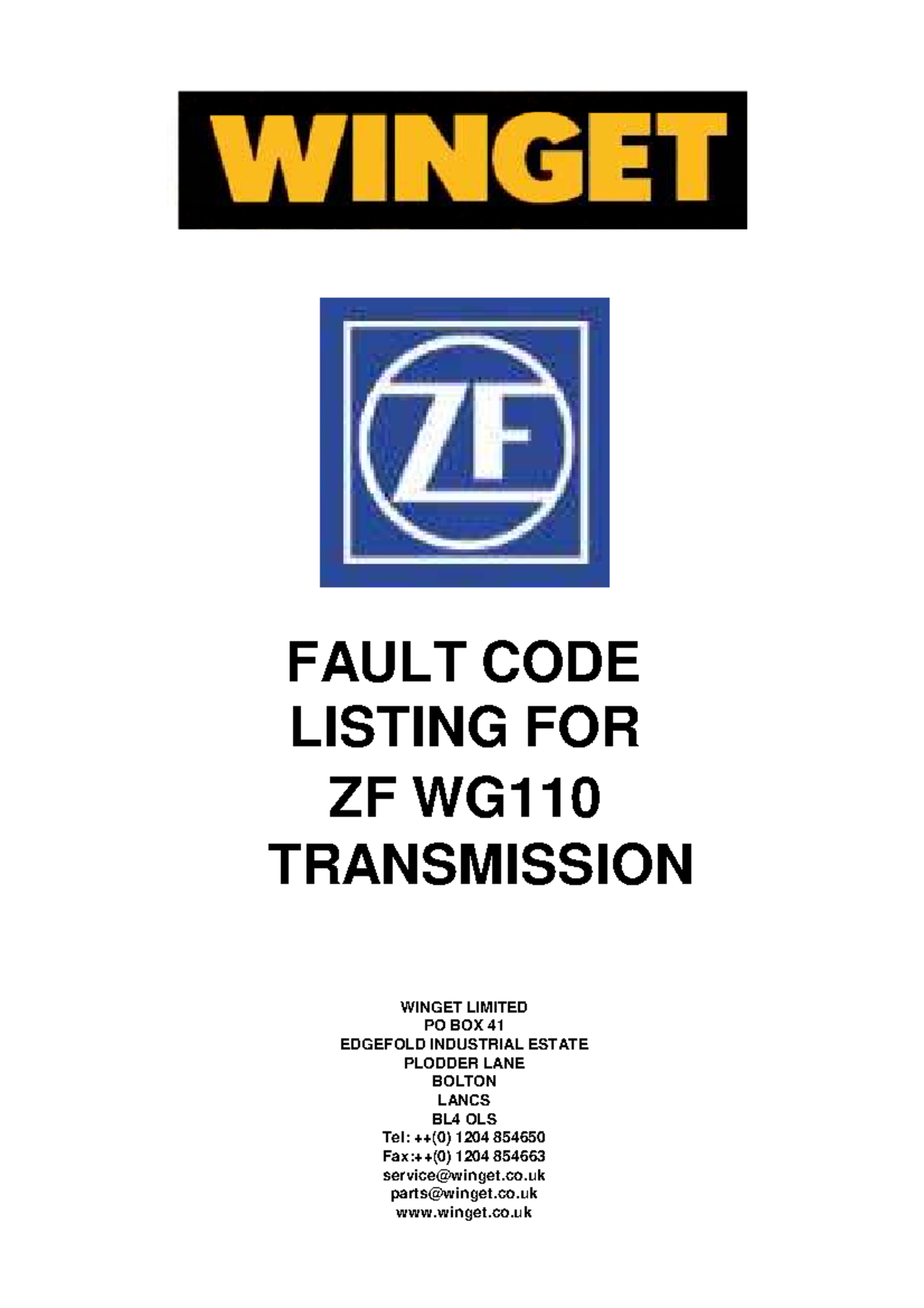 ZF WG110 Transmission Fault Codes: Comprehensive Listing and ...