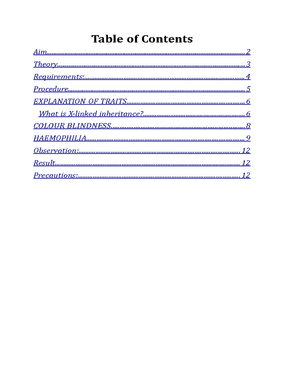 Pedigree X Linked traits - Table of Contents - Studocu