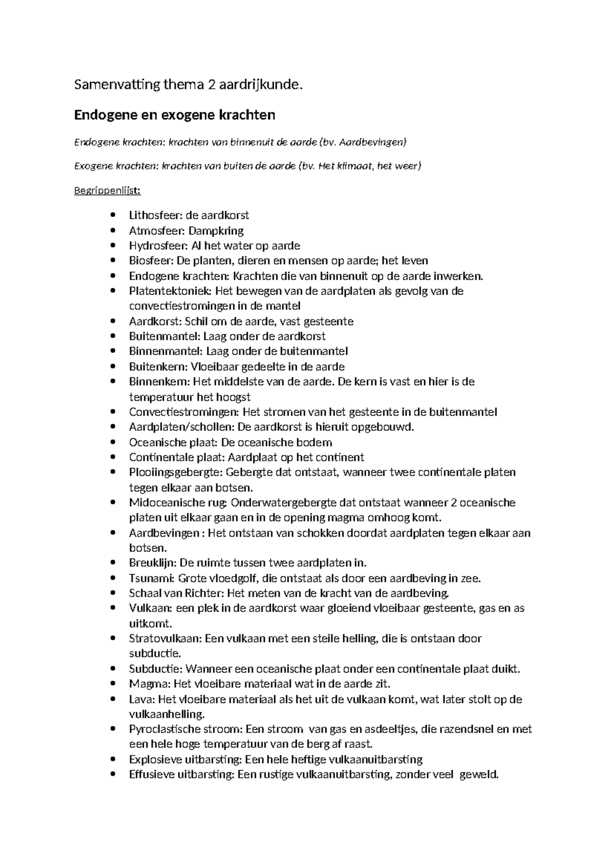 Samenvatting Thema 2 Aardrijkskunde: Exogene en Endogene Krachten ...