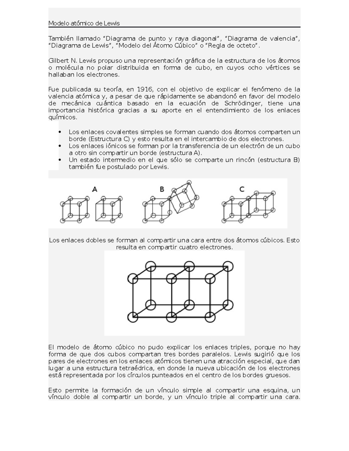 Modelo atómico de Lewis - Modelo atómico de Lewis También llamado ...