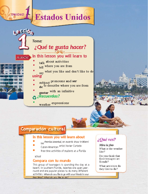 Prelim avancemos 1 unit resource book - Copyright © by McDougal Littell ...