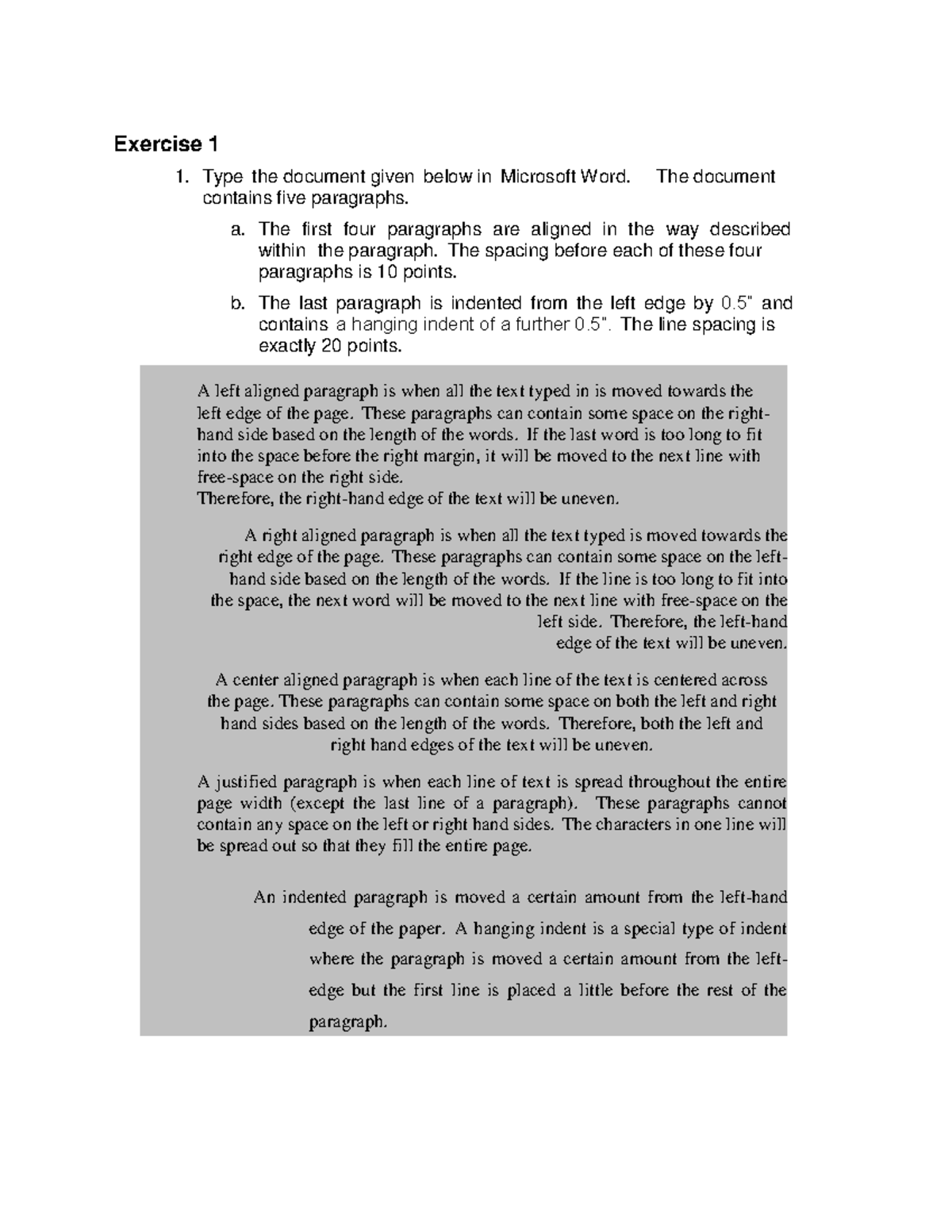 Exercise 1: Formatting Paragraphs in Microsoft Word - Hands-On Course ...