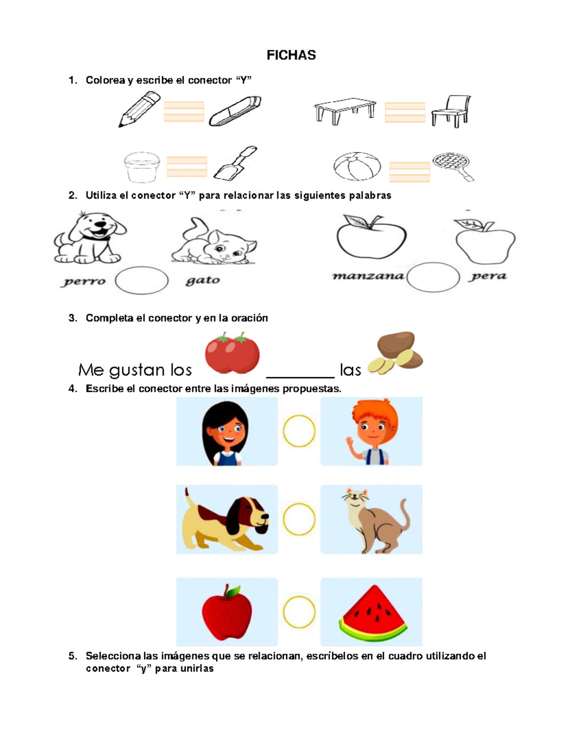 Fichas de Conectores: Uso del "Y" en la Escritura y Relación - Studocu