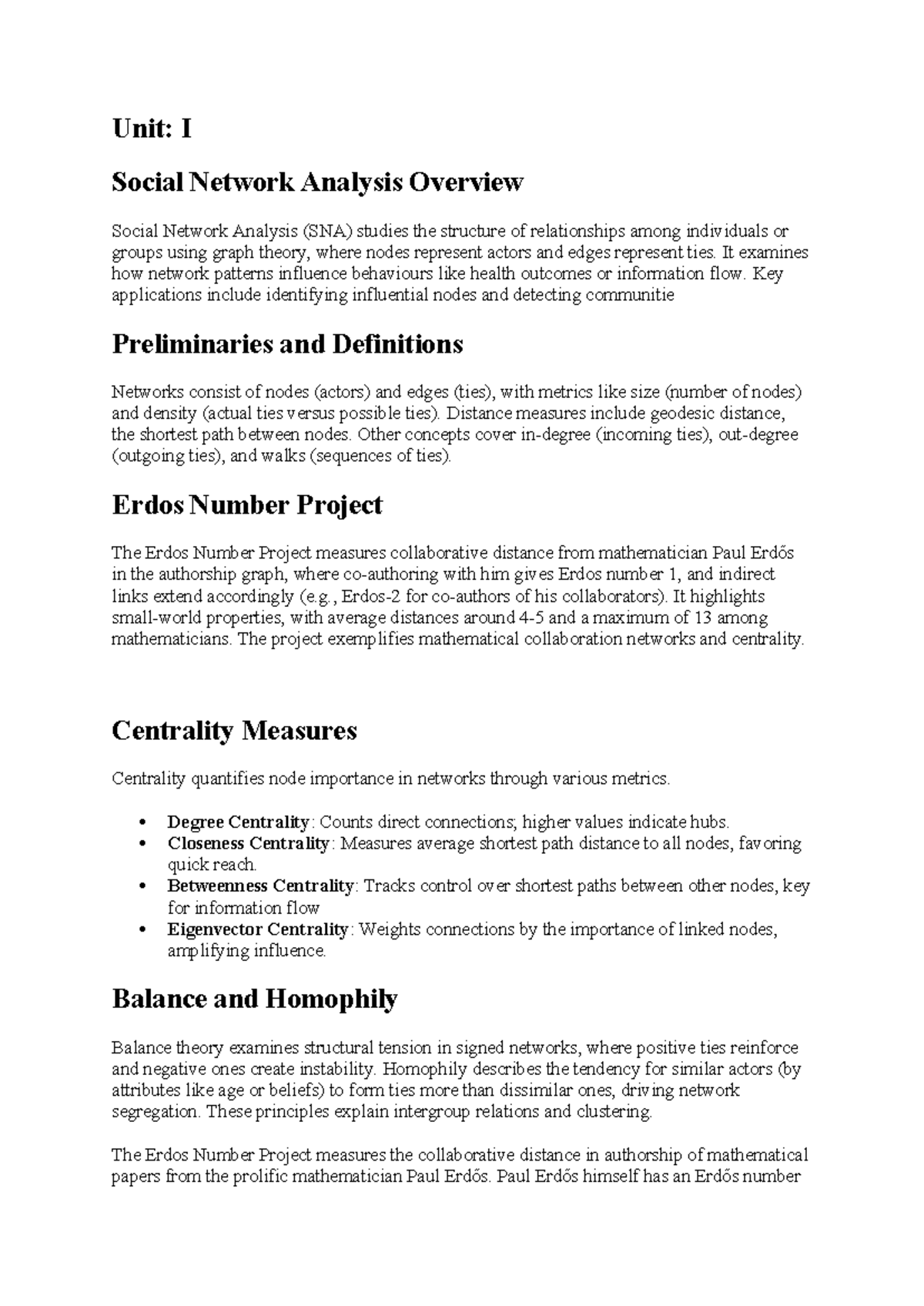 SAN M - Social Network Analysis Overview and Key Concepts - Studocu