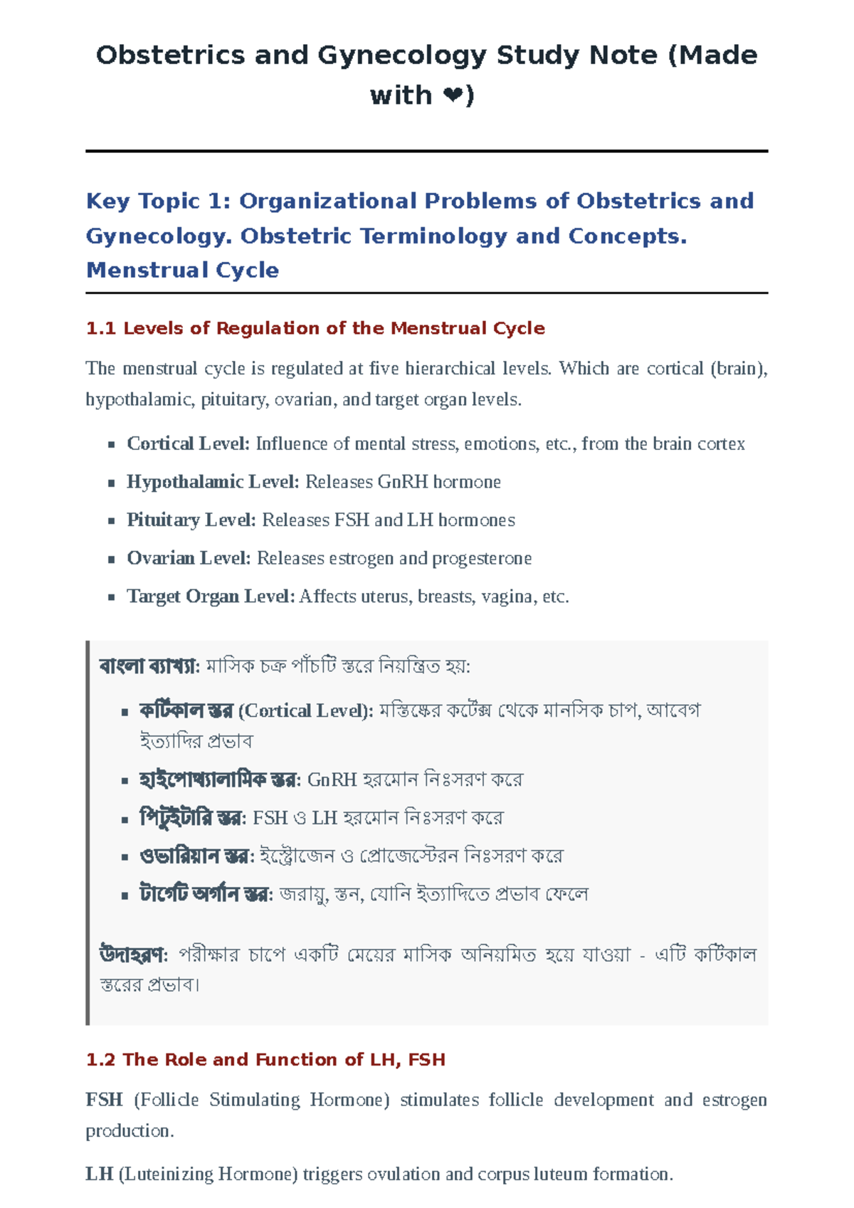 Obstetrics and Gynecology Study Notes: Key Topics Overview - Studocu