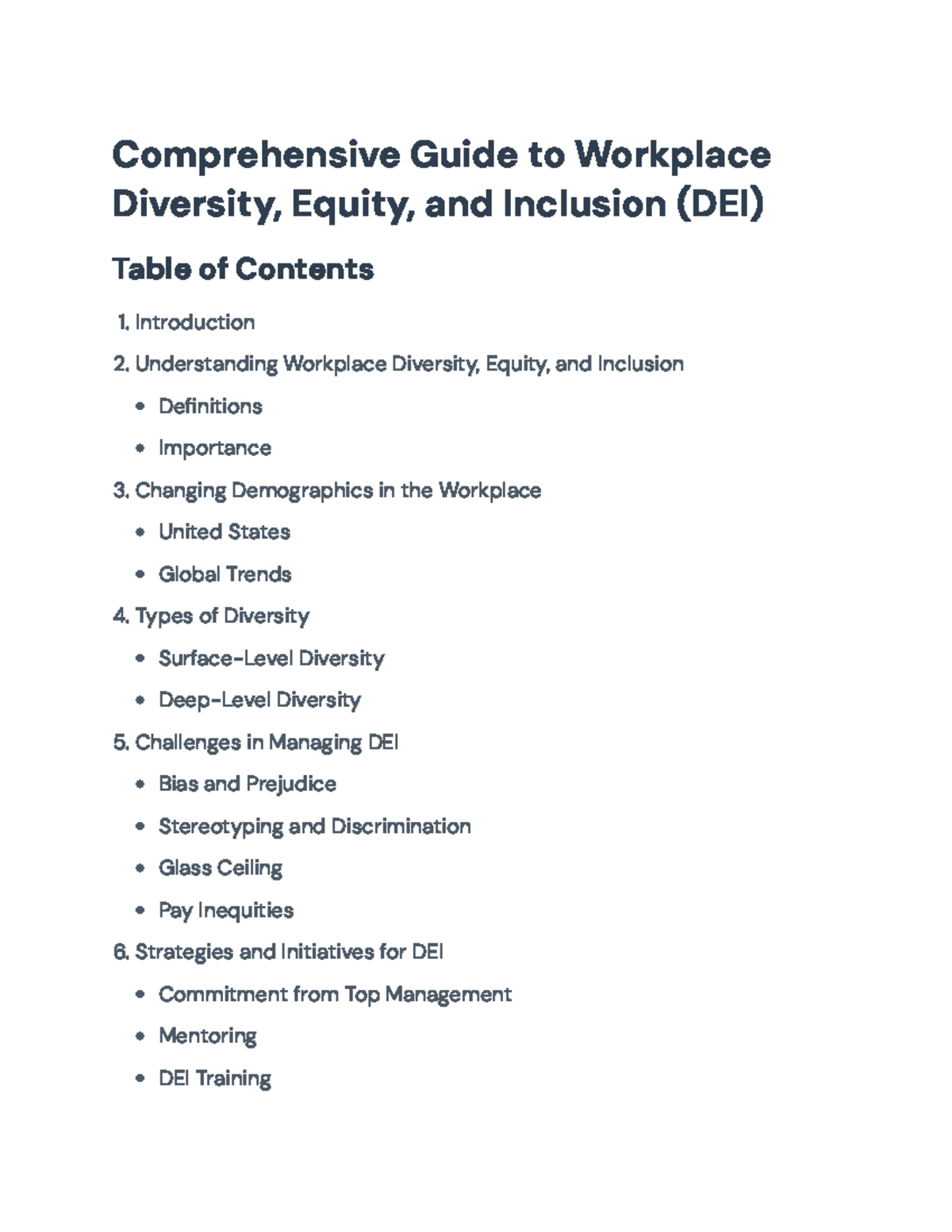 Comprehensive Guide to Workplace Diversity, Equity, and Inclusion (DEI ...