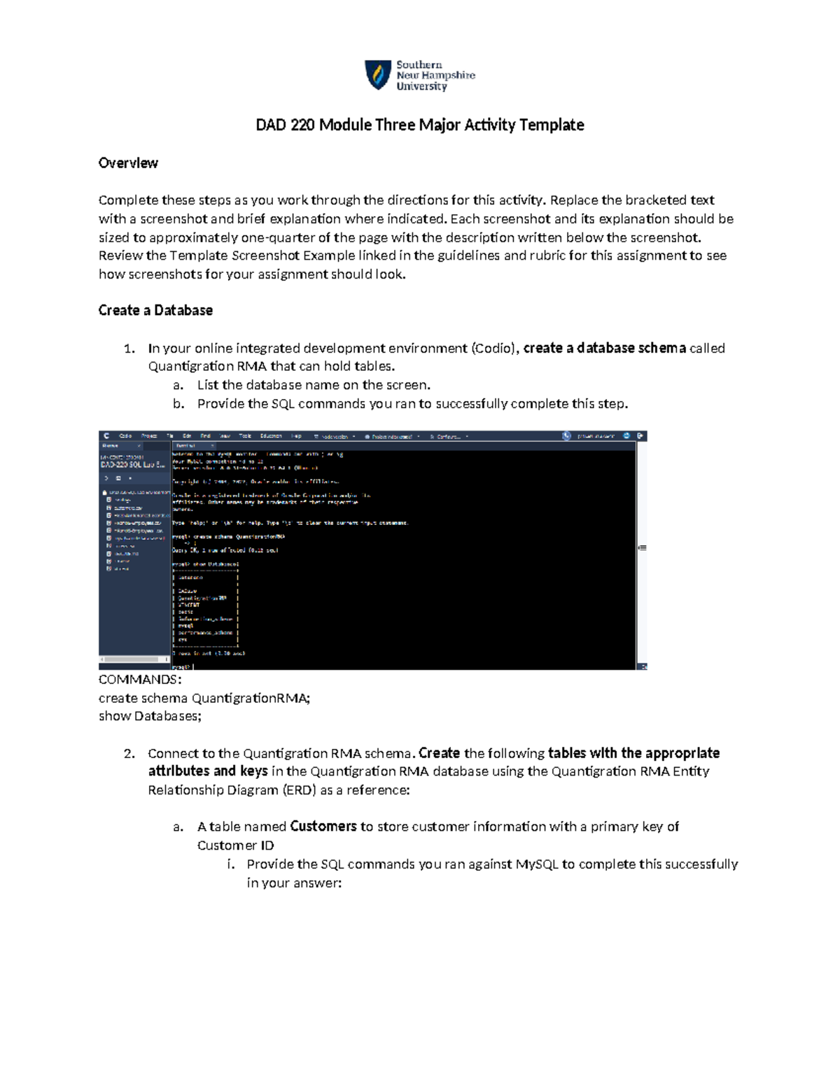 DAD 220 Module 3 Major Activity: Database Creation and View Setup - Studocu