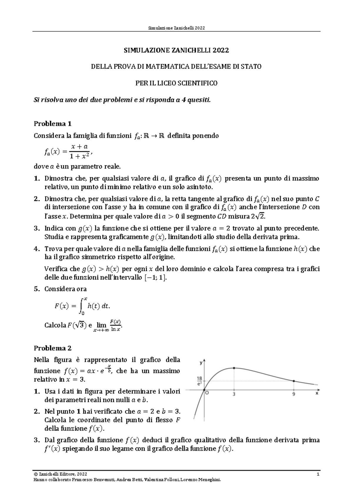 Simulazione Zanichelli 2022: Prova di Matematica di Stato Liceo ...