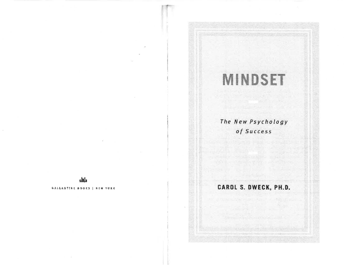 MINDSET (PSY 101) Chapter I: Understanding Growth vs. Fixed Mindsets ...