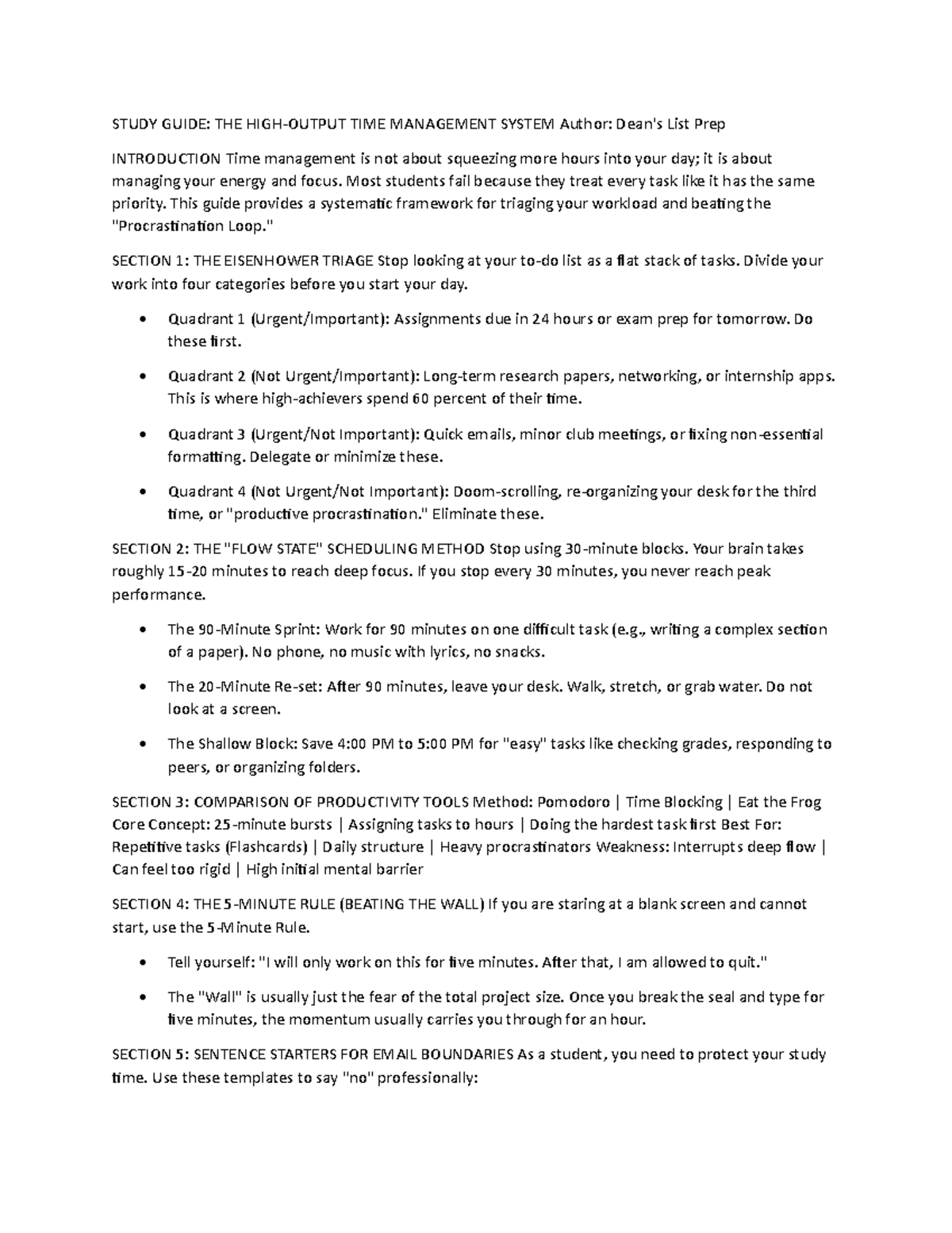 Study Guide: Time Management Strategies for Students (STUDY 3) - Studocu