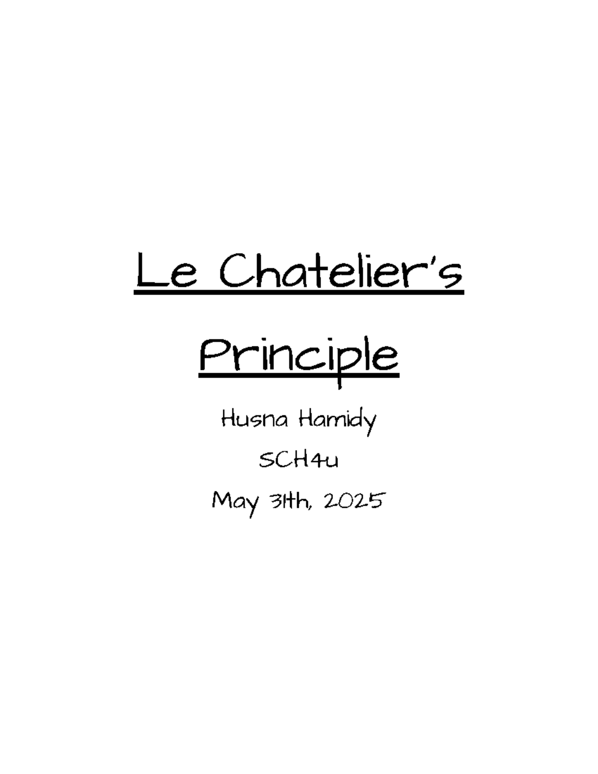 Le Chatelier's Principle Lab (CHEM 31) - Effects on Equilibrium - Studocu