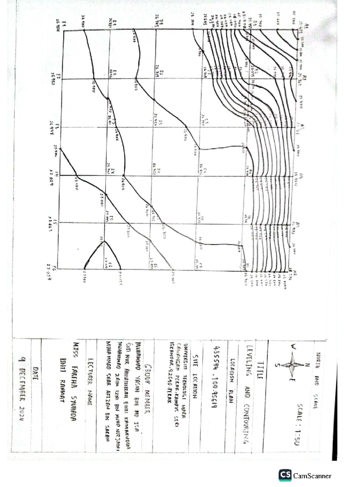 NORTH AND SCALE: Leveling and Contouring Report SUG111 CFAP119 - Studocu