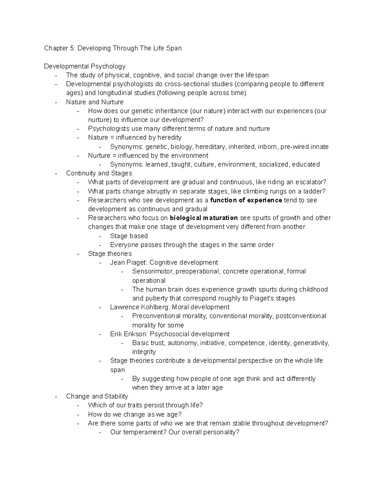 Chapter 5: Life Span Development in Developmental Psychology Lecture ...
